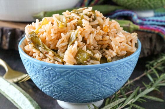 Instant Pot Okra Rice (Vegan Okra Perloo) - Savory Thoughts