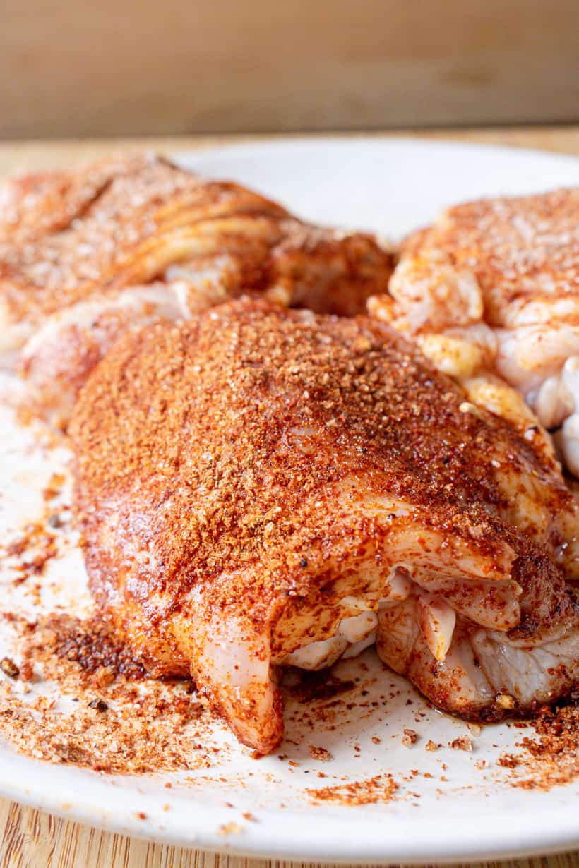 Smoked Chicken Thighs {BBQ Liquid Smoked} - Savory Thoughts