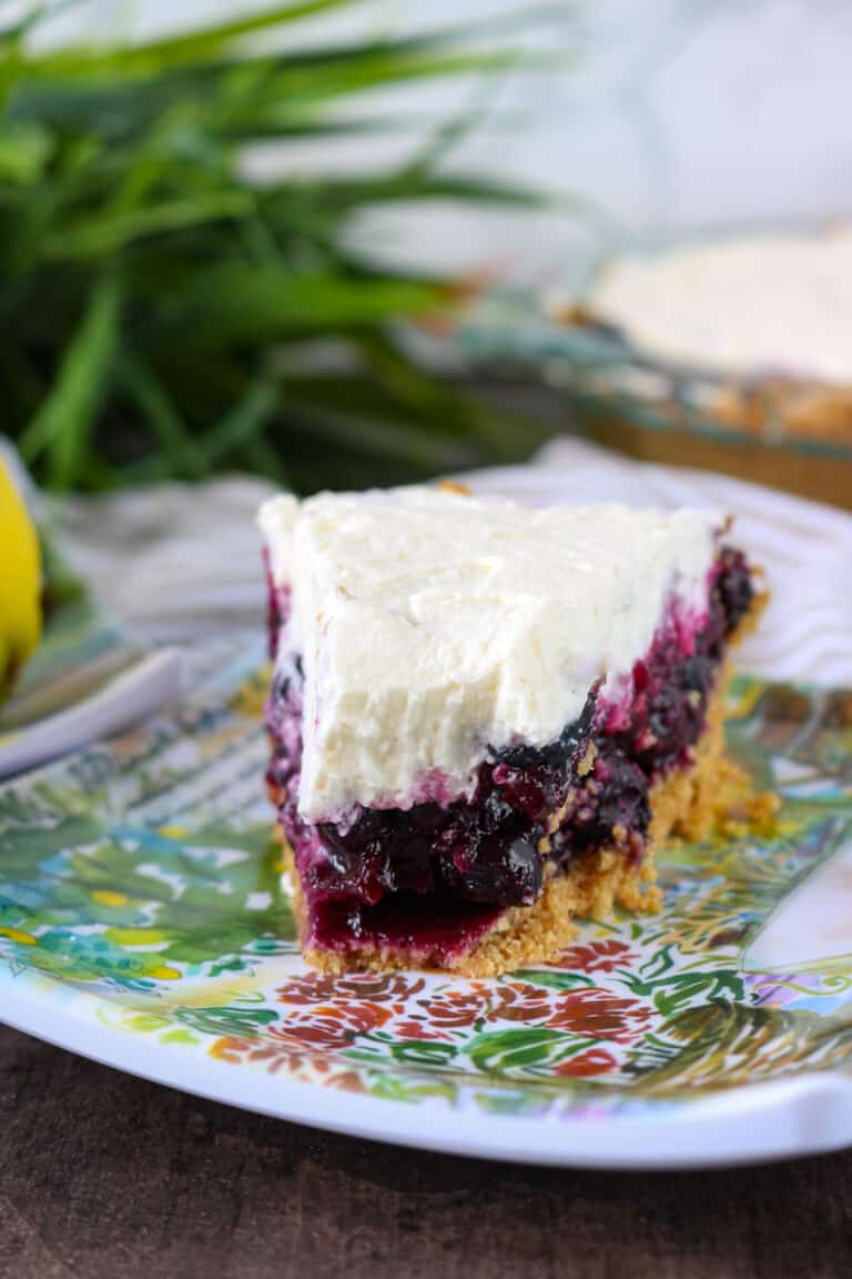 No Bake Blueberry Pie With Whipped Cream - Savory Thoughts